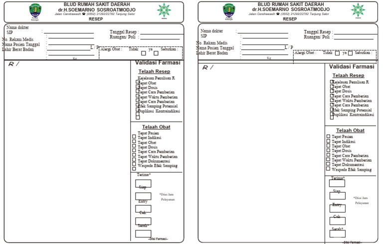 Contoh Resep Sesuai Standar Akreditasi | PDF