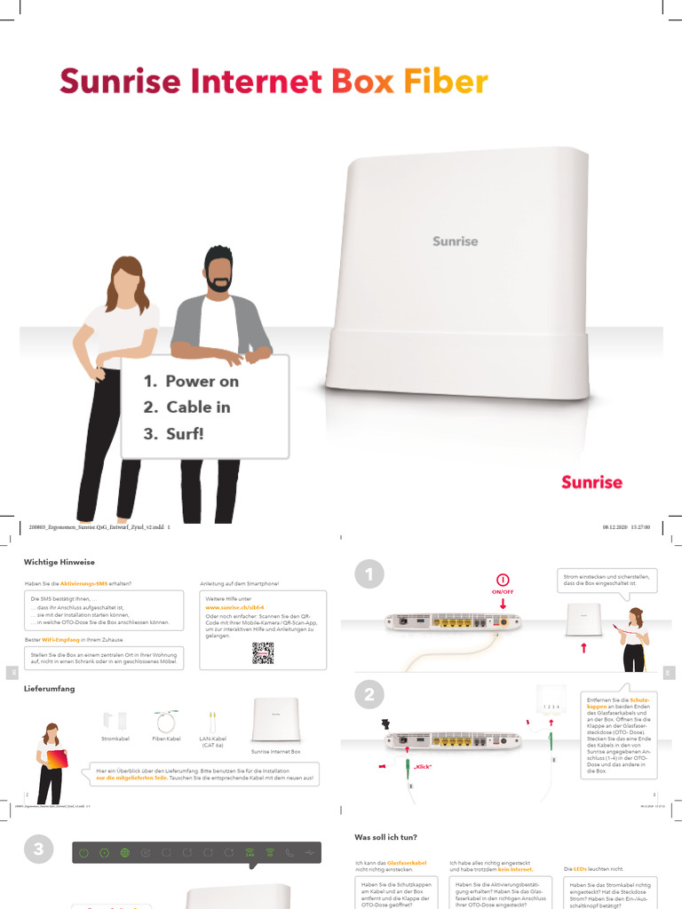 Installation Sunrise Internet Box Fiber Zyxel | PDF