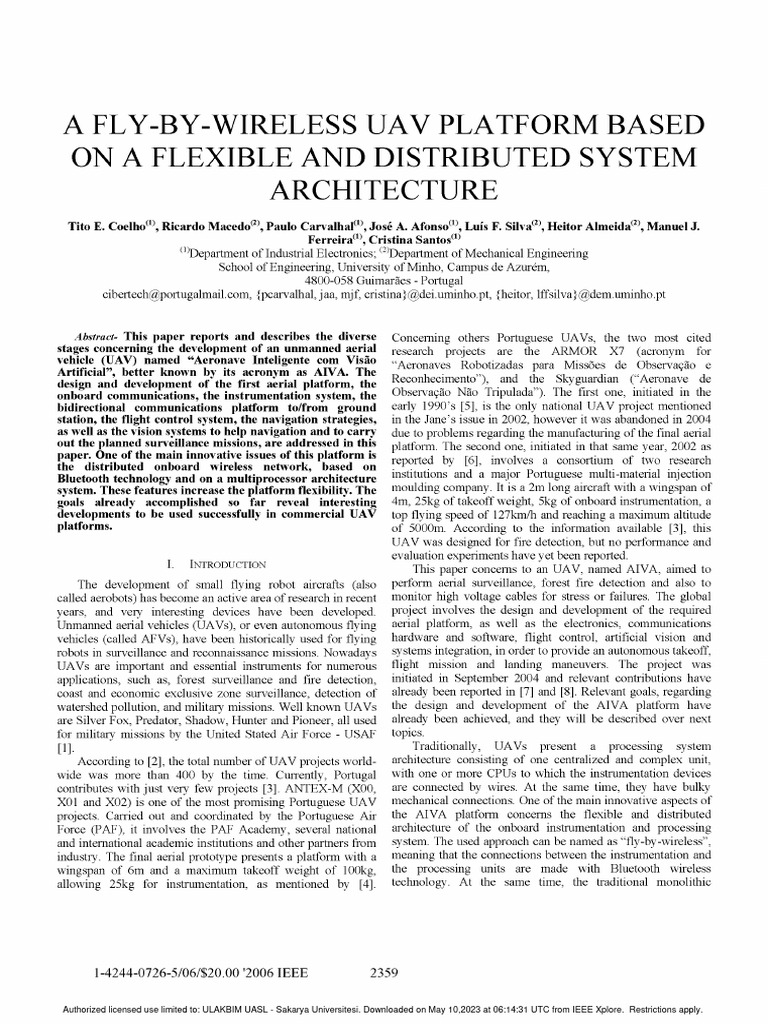 A Fly-By-Wireless UAV Platform Based On A Flexible and Distributed ... A Fly-By-Wireless UAV Platform Based On A Flexible and Distributed ...