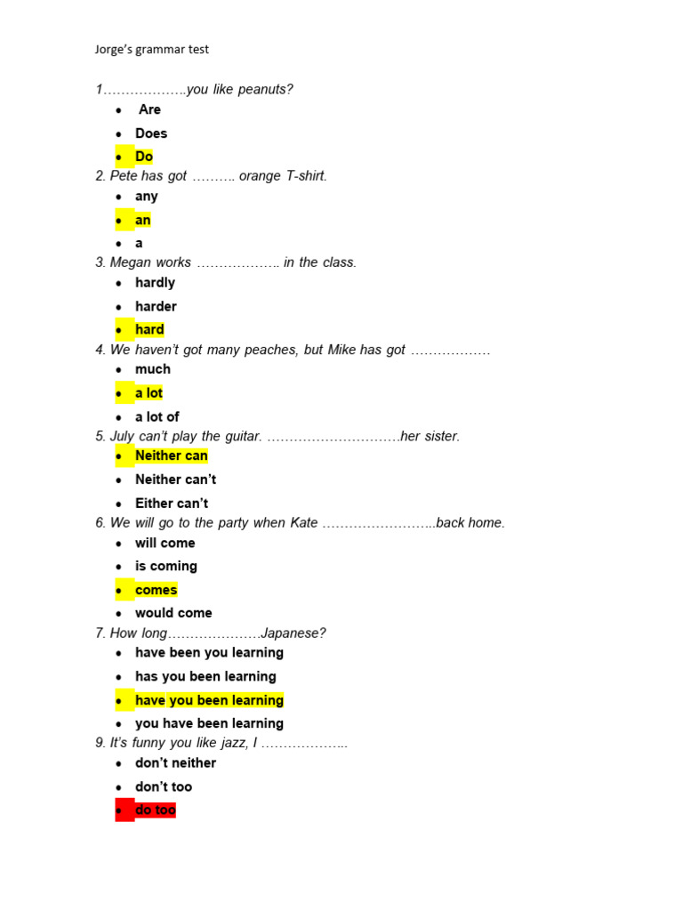 Prueba Gramatica Pdf