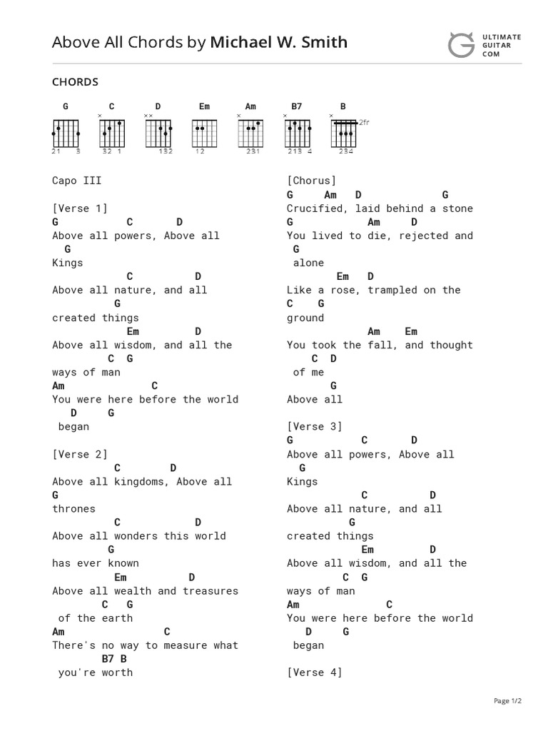 Above All Chords by Michael W. Smithtabs at Ultimate Guitar Archive ...