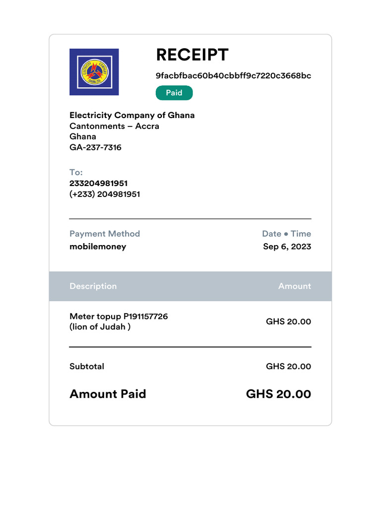 ECG PowerApp Receipt | PDF