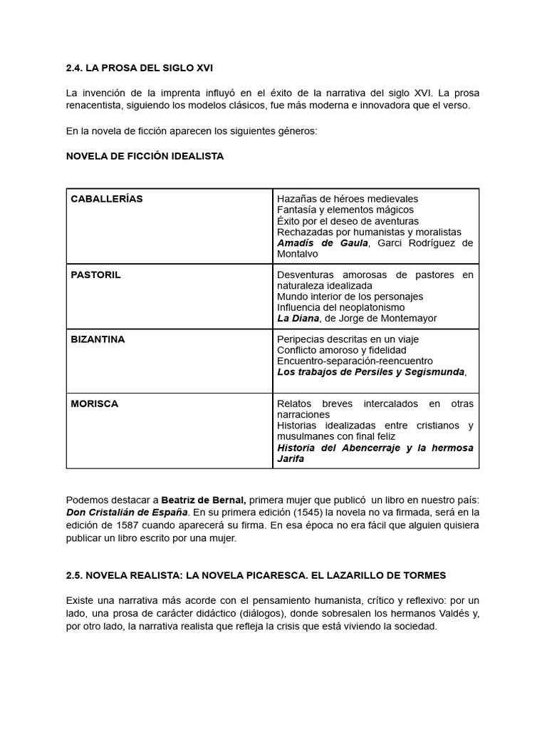 Prosa y Novela del Siglo XVI | PDF | Novelas