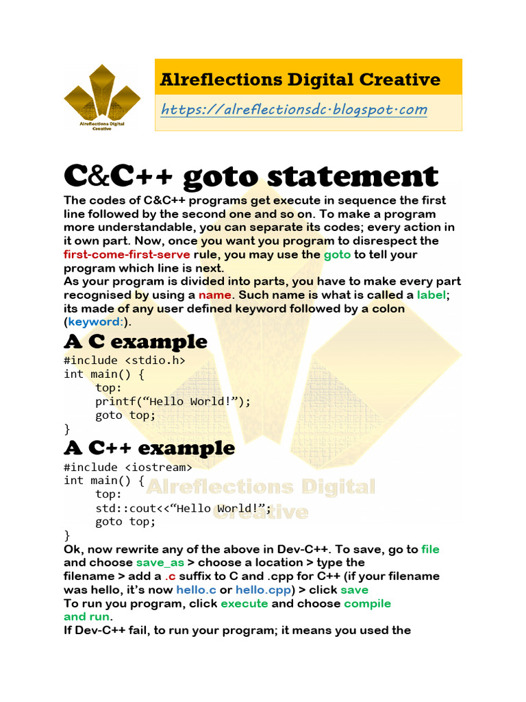 ADC - C&C++ Goto Statement | PDF