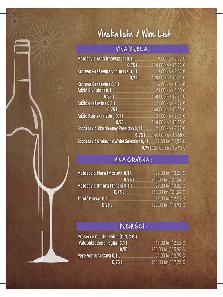 Cjenik Vina I Piva 12 22 EURO | PDF | Crops Originating From Europe ...