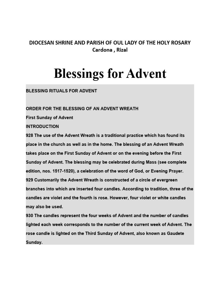 Blessing of Advent Wreat | PDF | Advent | Jesus