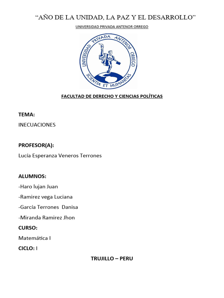 Informe de Inecuaciones | Descargar gratis PDF | Desigualdad (Matemáticas) | Variable (Matemáticas)