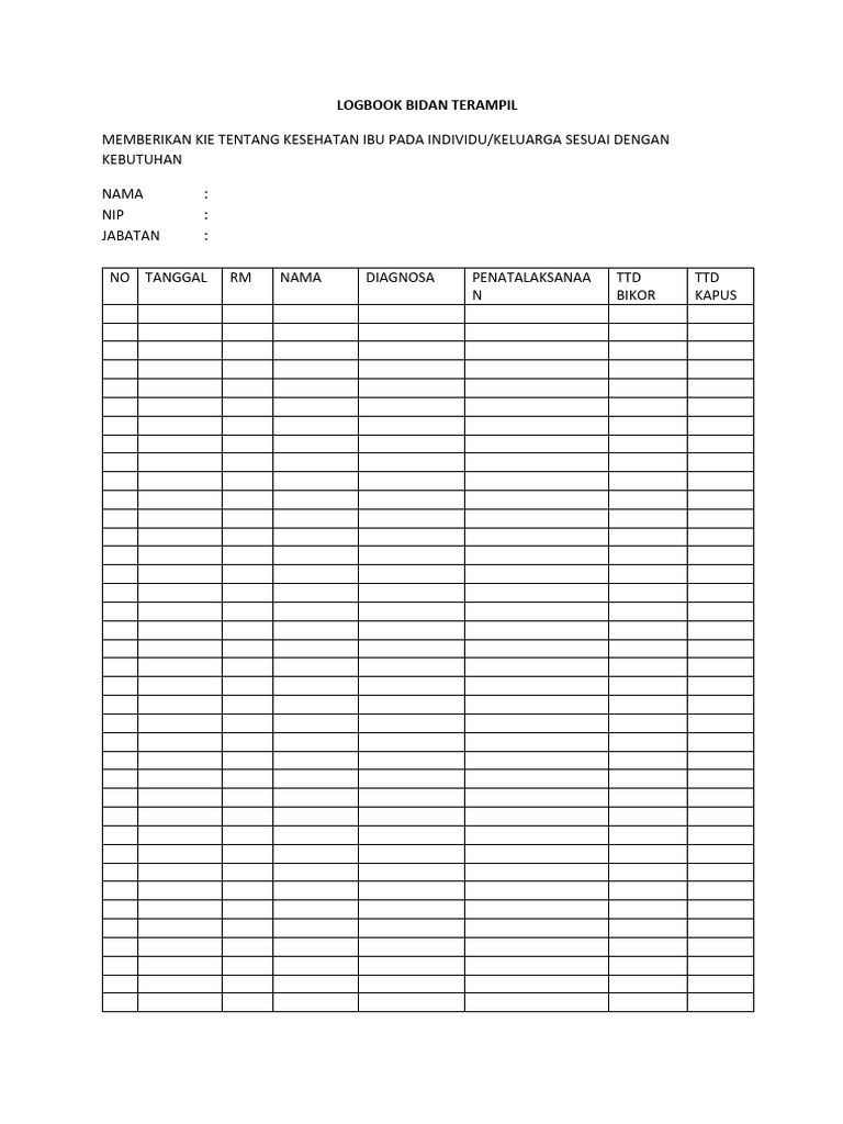 Logbook Bidan Terampil KIE Kesehatan Ibu | PDF | Ilmu Sosial