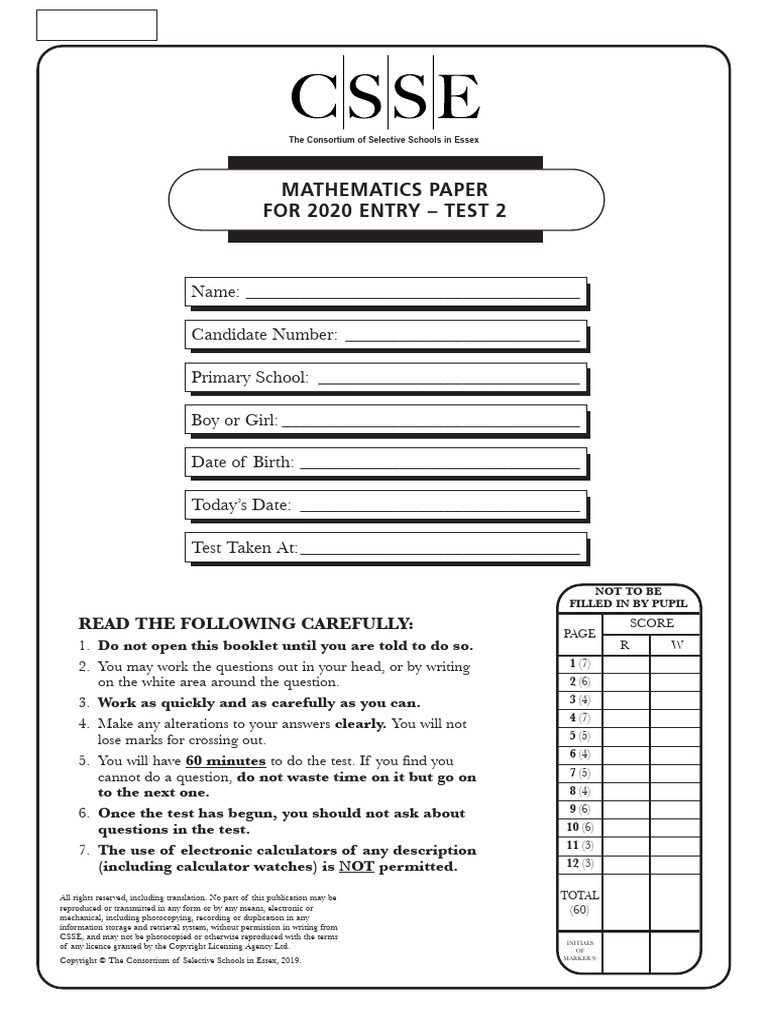 Maths 2020 Entry Paper 1 | PDF | Cartesian Coordinate System | Triangle