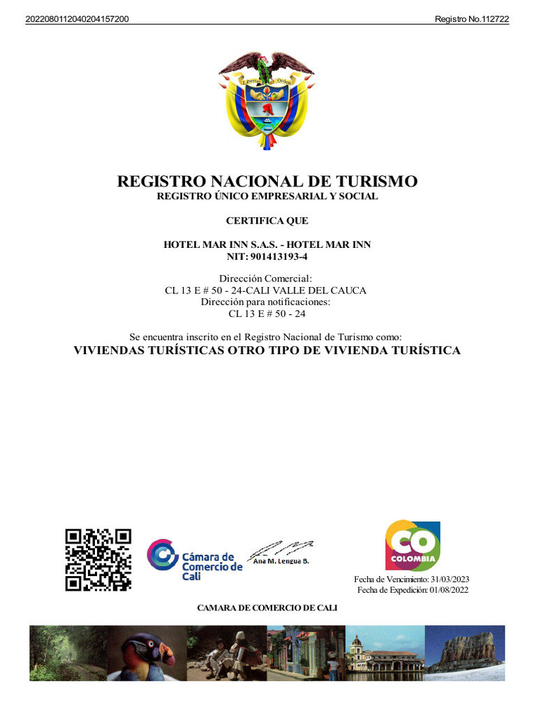 Registro Nacional de Turismo: Viviendas Turísticas Otro Tipo de Vivienda Turística | PDF