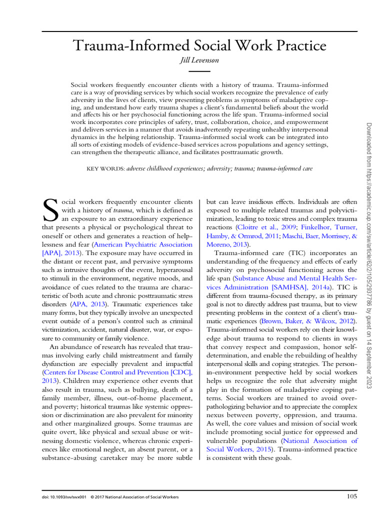 Trauma-Informed Social Work Practice: Jill Levenson | PDF | Child Abuse ...