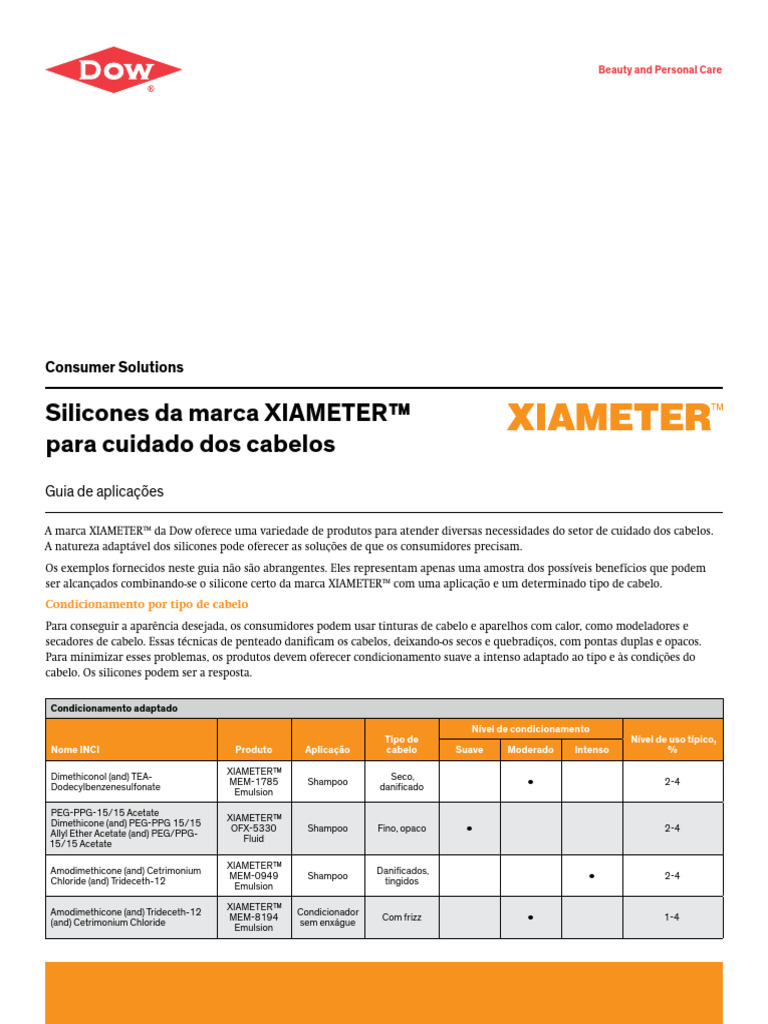 95 1175 11 Xiameter Silicones For Hair Care Guide | PDF