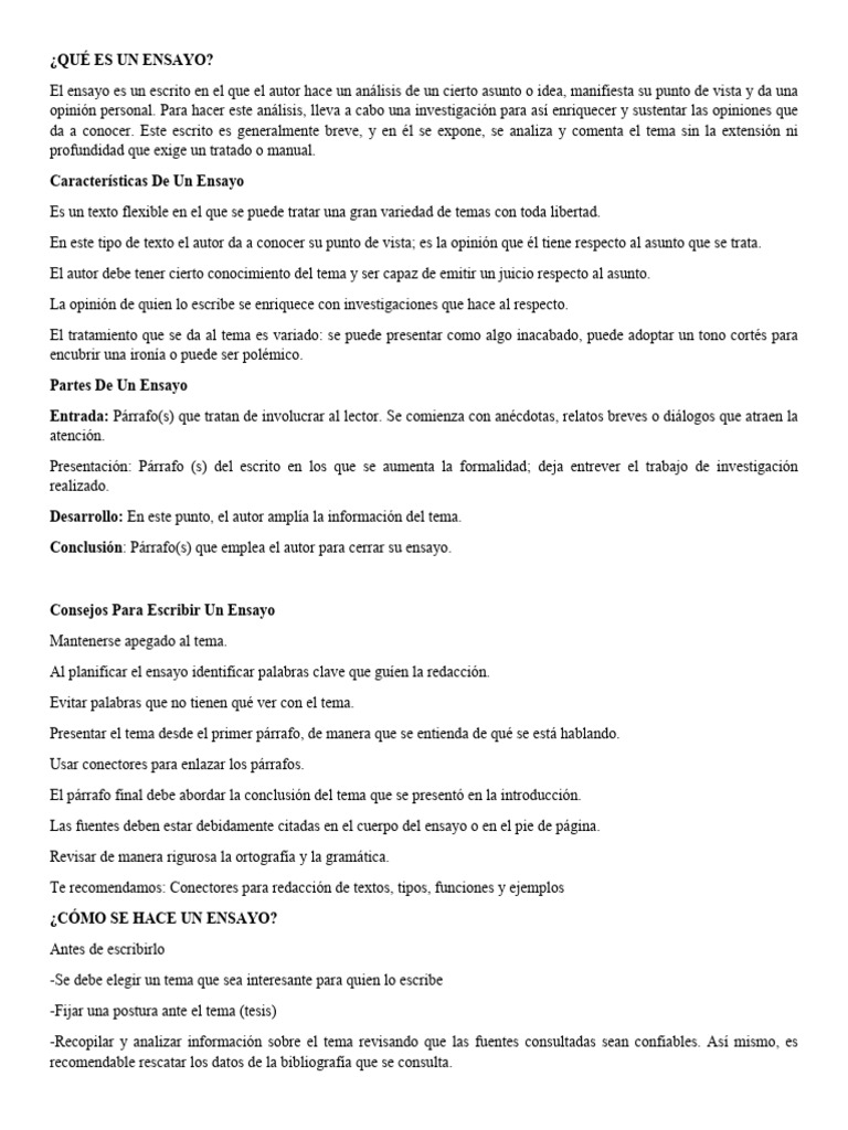Que Es Un Ensayo | PDF