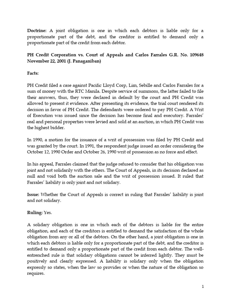 Civil Law 2 - CASe Digest CD3 | PDF | Guarantee | Surety