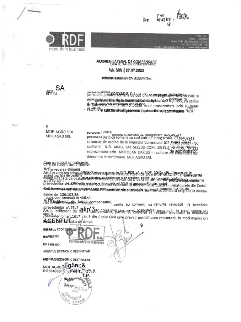 Model Acord Compensare | PDF