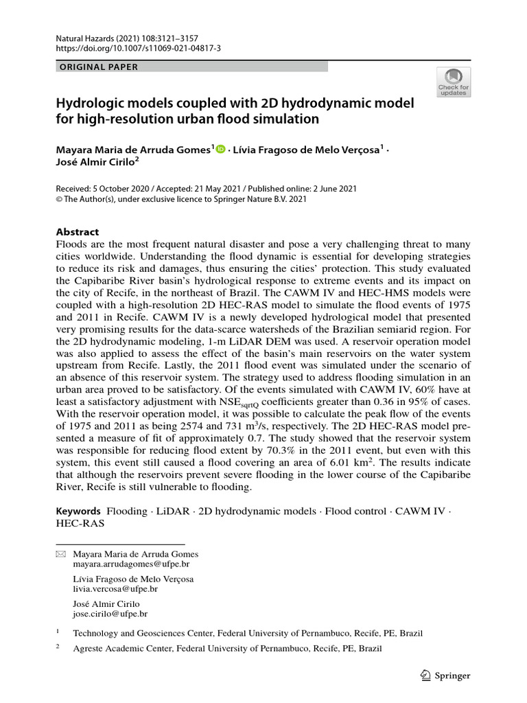 Hydrologic Models Coupled With 2D Hydrodynamic Model For High Resolution Urban Flood Simulation ...