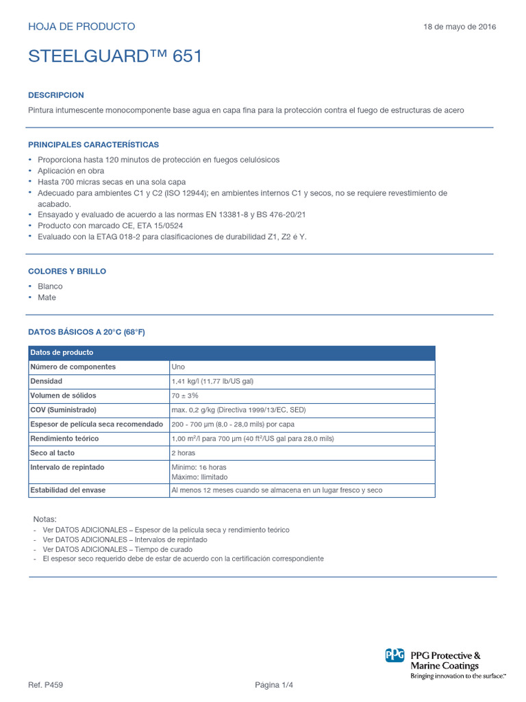 STEELGUARD 651 Intumescente Base Agua | PDF | Agua | Humedad