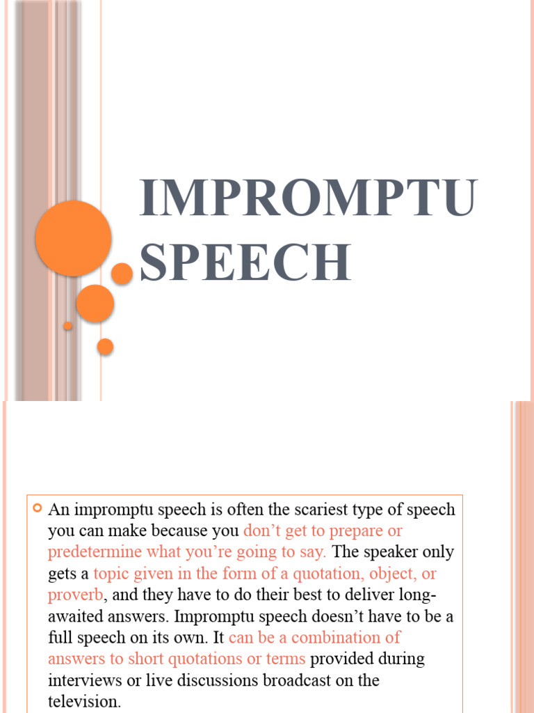 Impromptu Speech | PDF