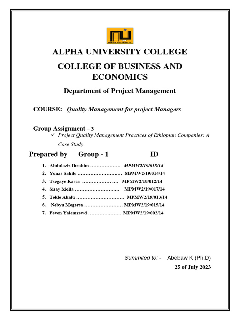 Quality MGT (Group - 1) - Assig. - 3 | PDF | Quality (Business ...