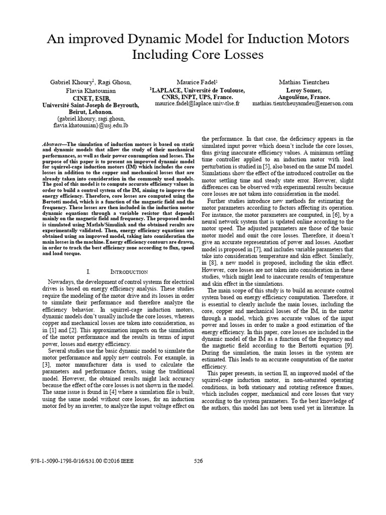 An Improved Dynamic Model For Induction Motors With Rfe | PDF ...