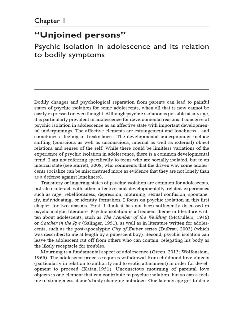 The Body in Adolescence - Psychic Isolation and Physical Symptoms PARTE ...