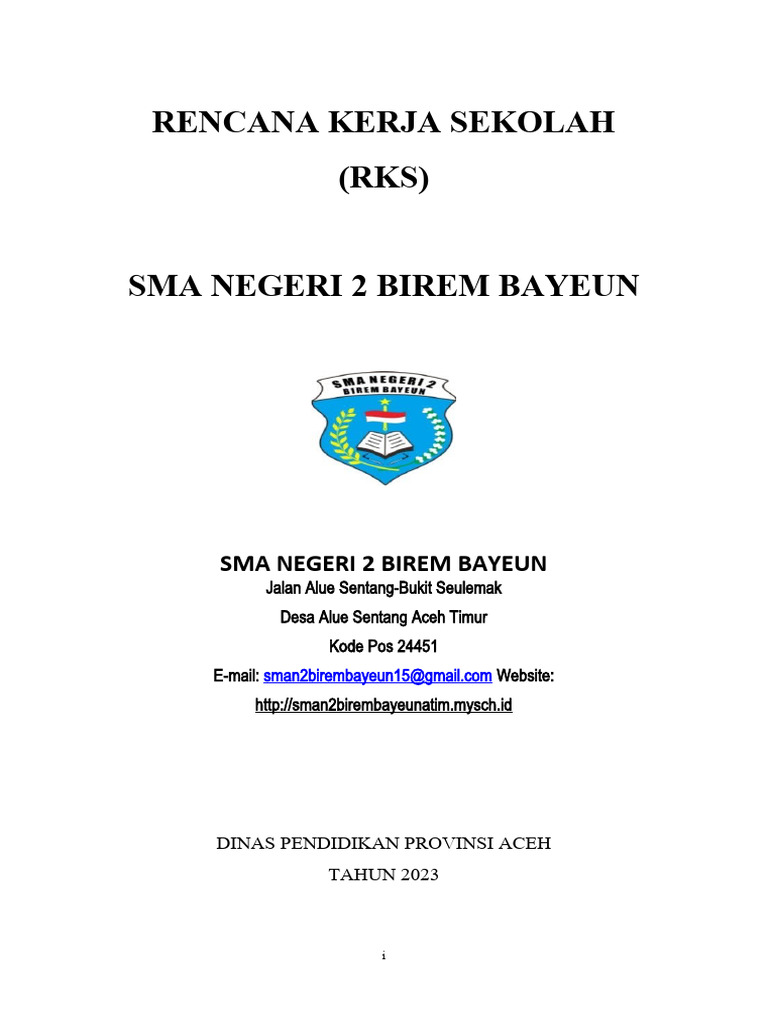 Rencana Kerja Sekolah SMA 2 Birem Bayeun | PDF | Bisnis