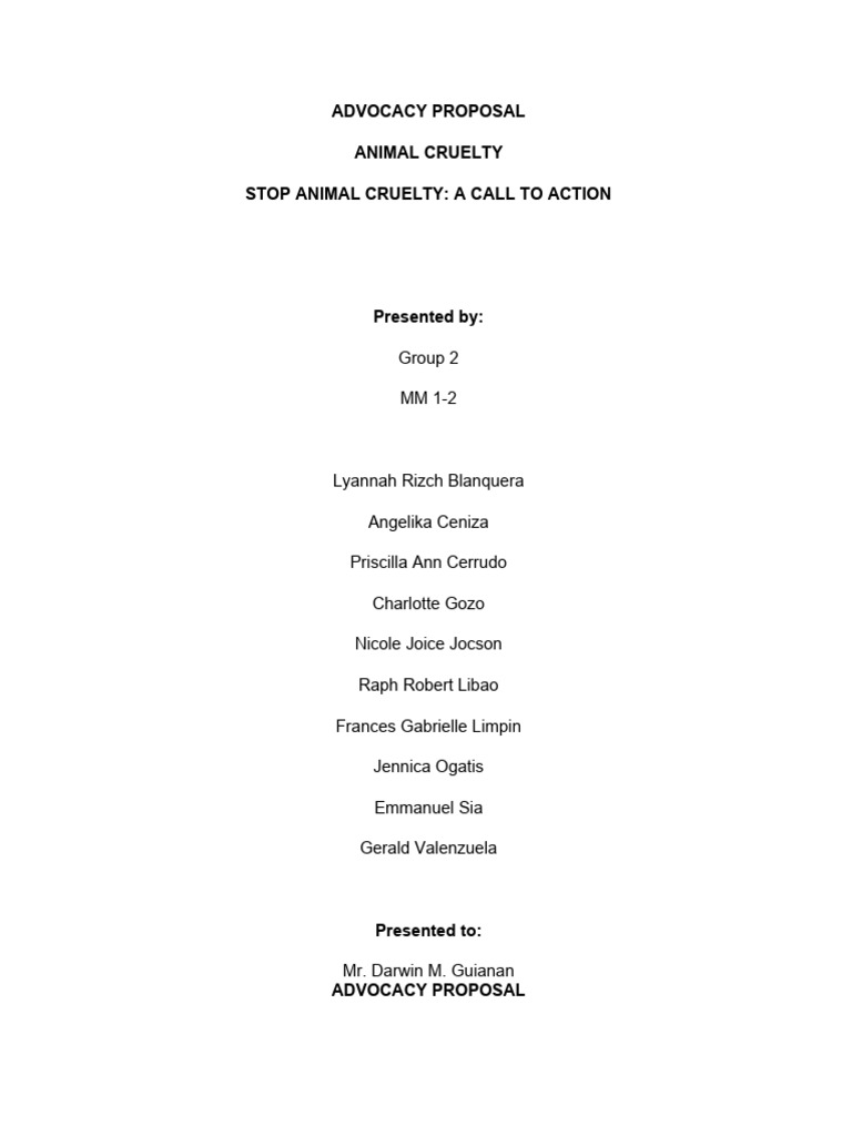 Advocacy Proposal | PDF | Cruelty To Animals | Animal Welfare