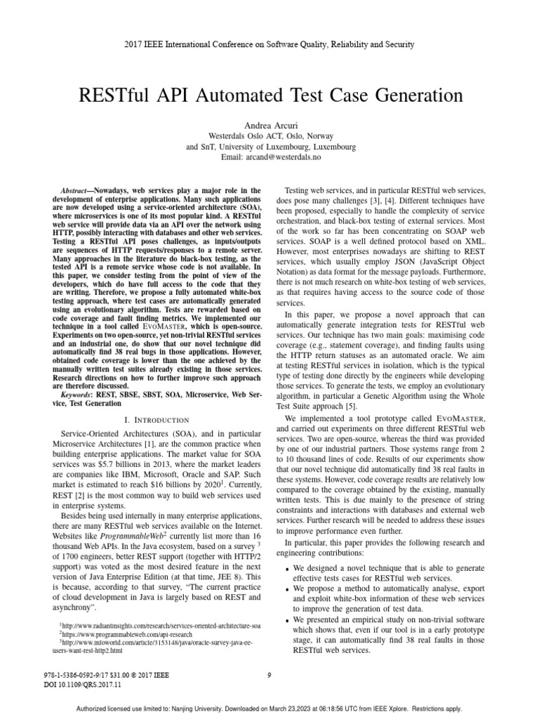 RESTful API Automated Test Case Generation | Download Free PDF | Web ... RESTful API Automated Test Case Generation | Download Free PDF | Web ...