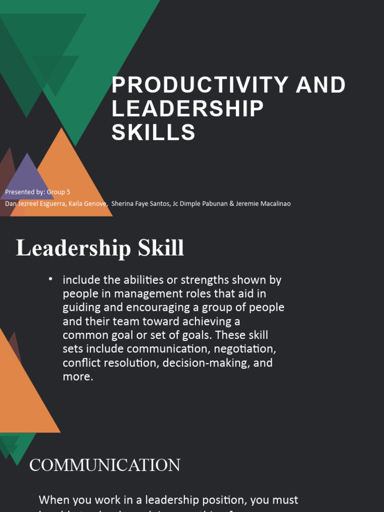 Productivity and Leadership Skills | PDF | Leadership | Decision Making