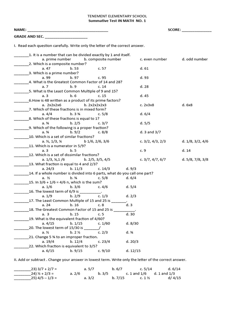 2Q 1st-4th Sum. Test in Math With TOS | PDF | Odds | Decimal