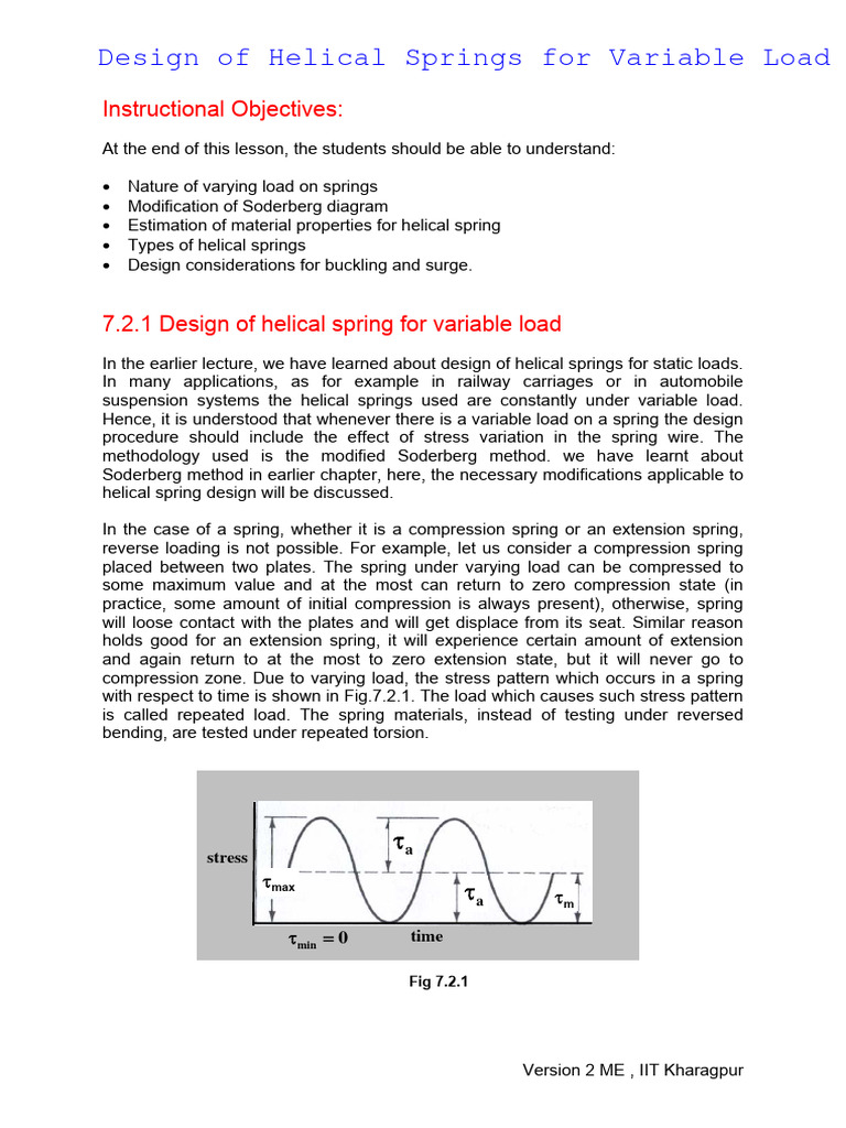 Design of Helical Springs | PDF | Strength Of Materials | Buckling