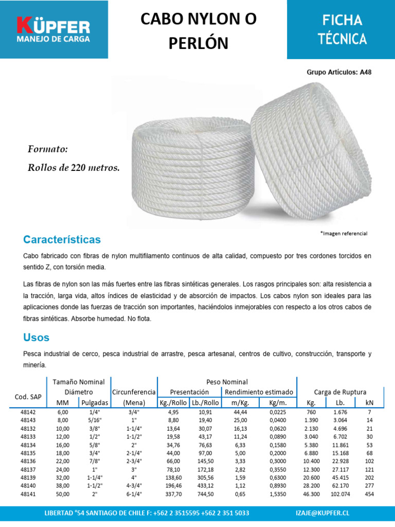 Cabo Nylon o Perlon | Descargar gratis PDF | El plastico | Materiales naturales