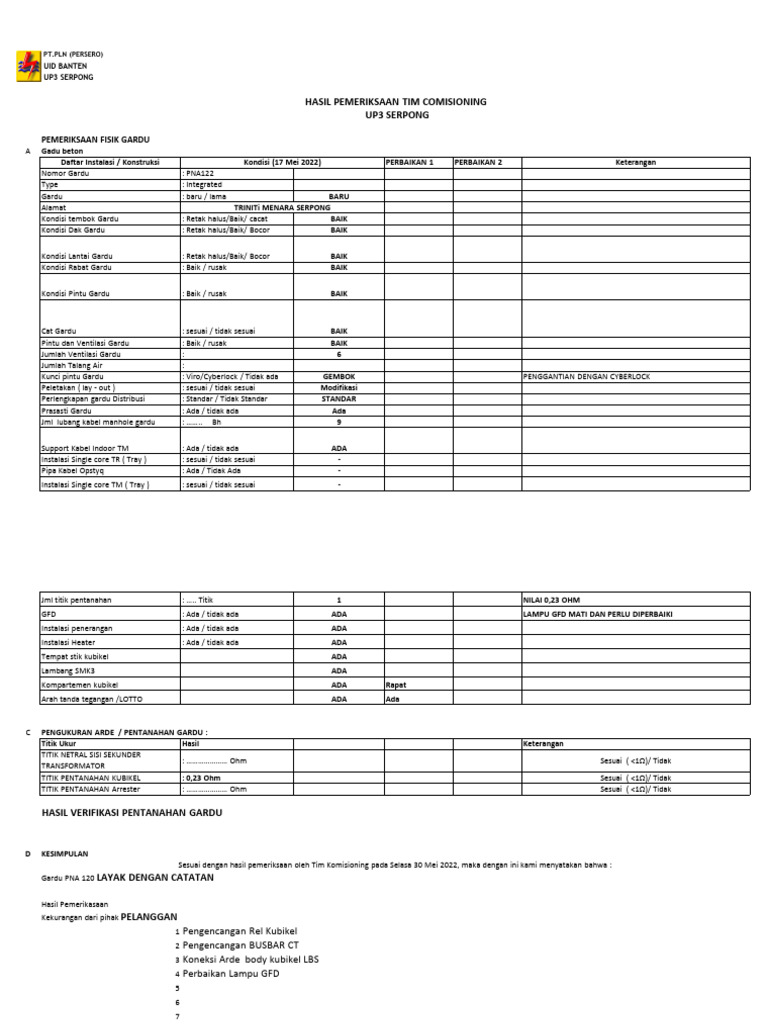 Ba Komisioning Pna 122 | PDF