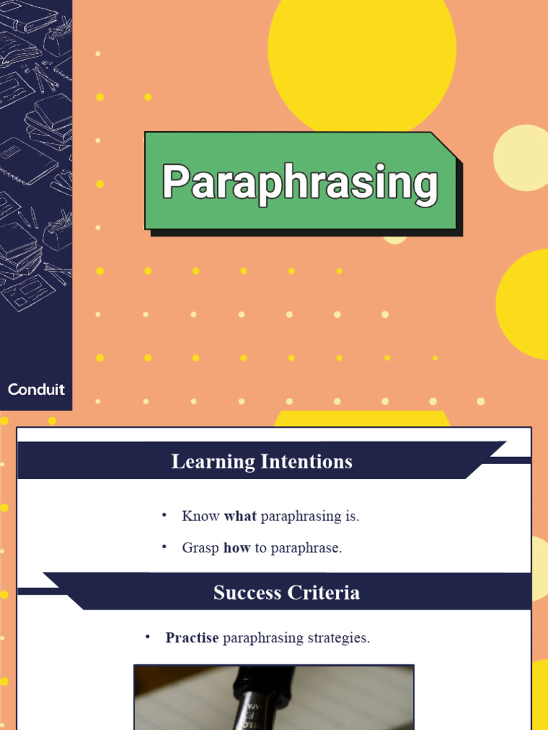 Paraphrasing Powerpoint | PDF