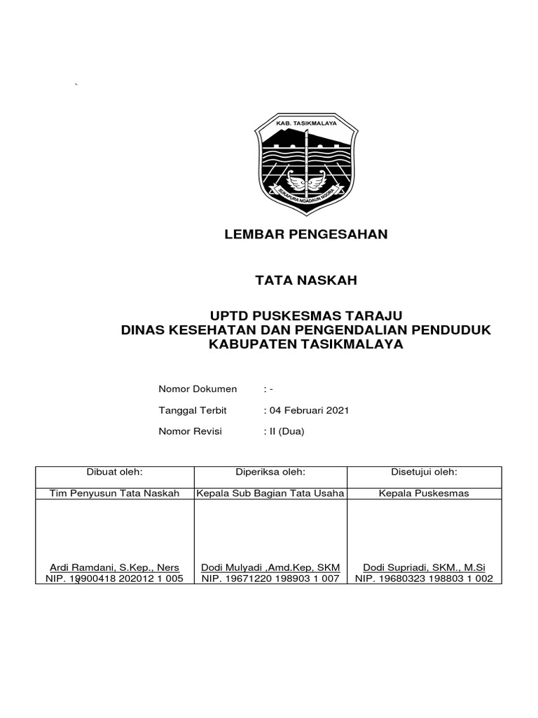 Pedoman Tata Naskah Puskesmas Taraju | PDF