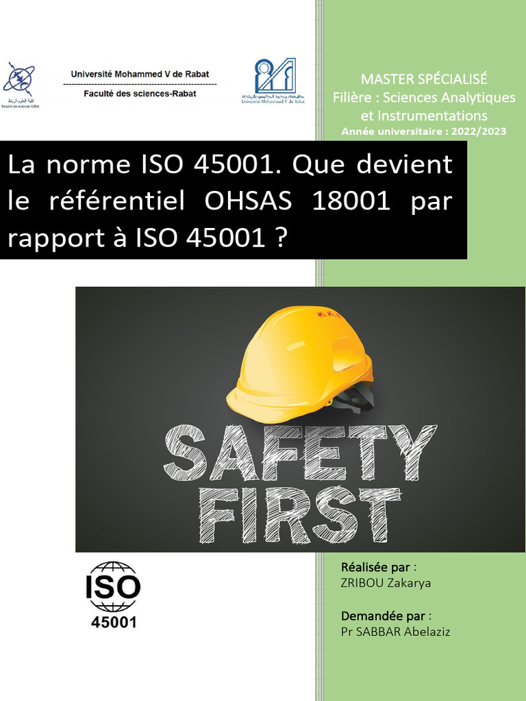 Transition d'OHSAS 18001 à ISO 45001 | PDF