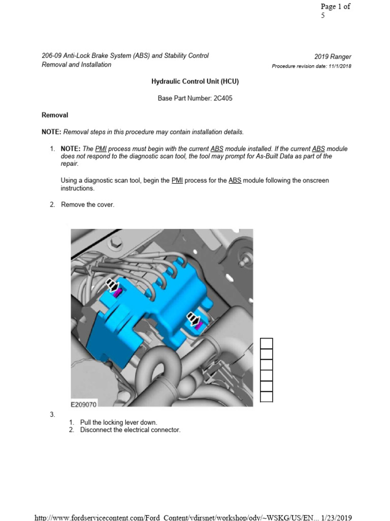 206-09 ABS and Stability Control - Removal and Installation - Hydraulic ...