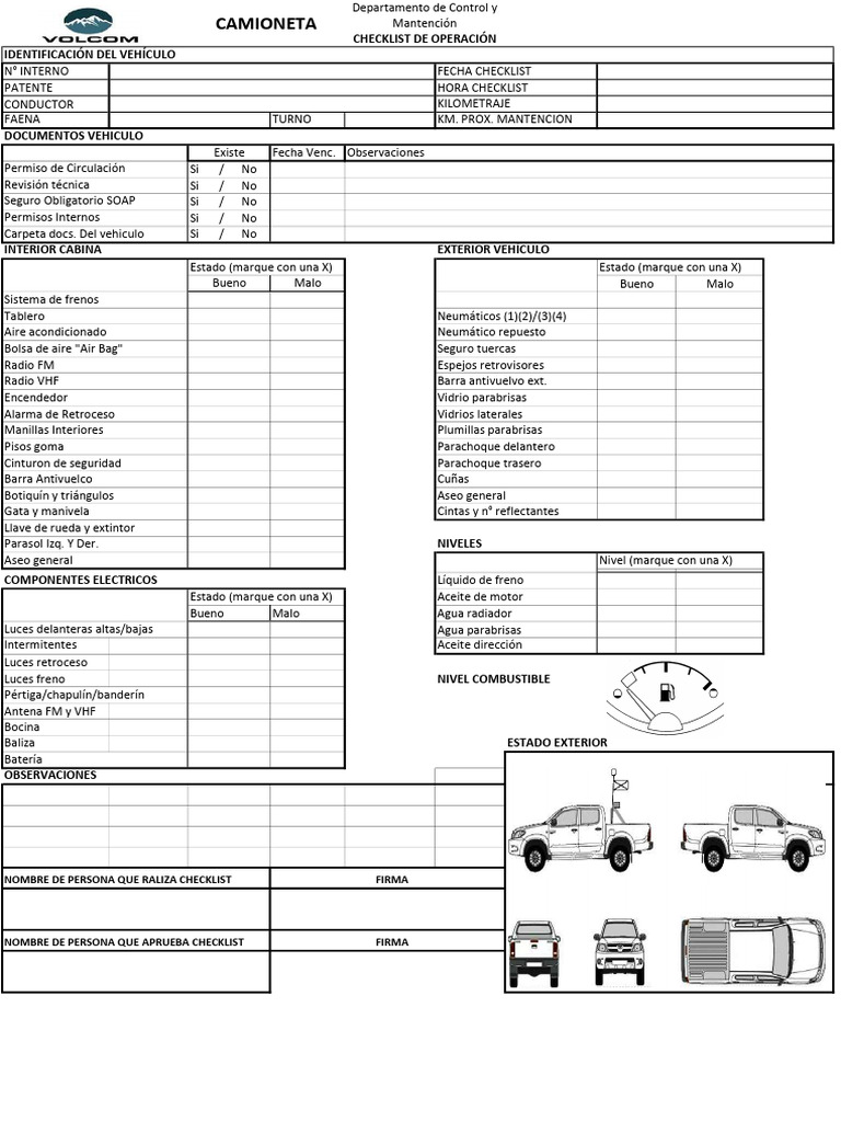 Check List Camioneta | PDF