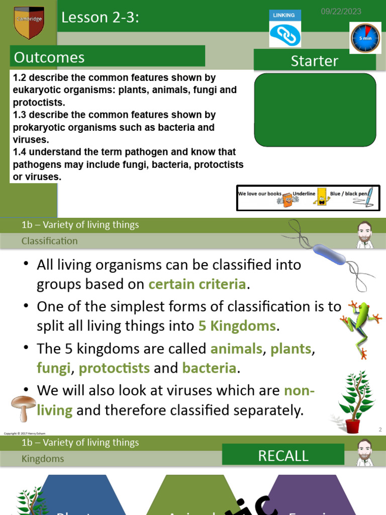 Lesson 2 Spec 1b Variety of Living Organisms | PDF | Organisms | Cell ...