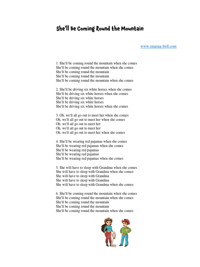 She LL Be Coming Round The Mountain Lyrics PDF | PDF | Religion ...
