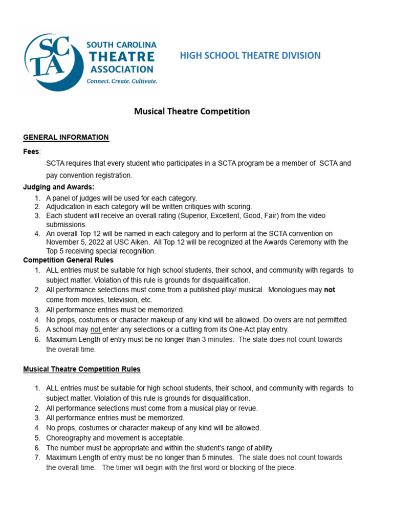 Musical Theatre Competition: High School Theatre Division | PDF ...