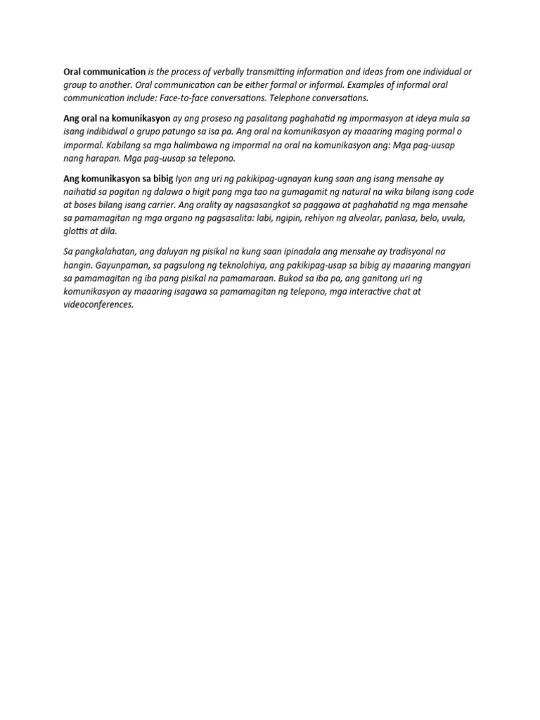 Oral Communication | PDF