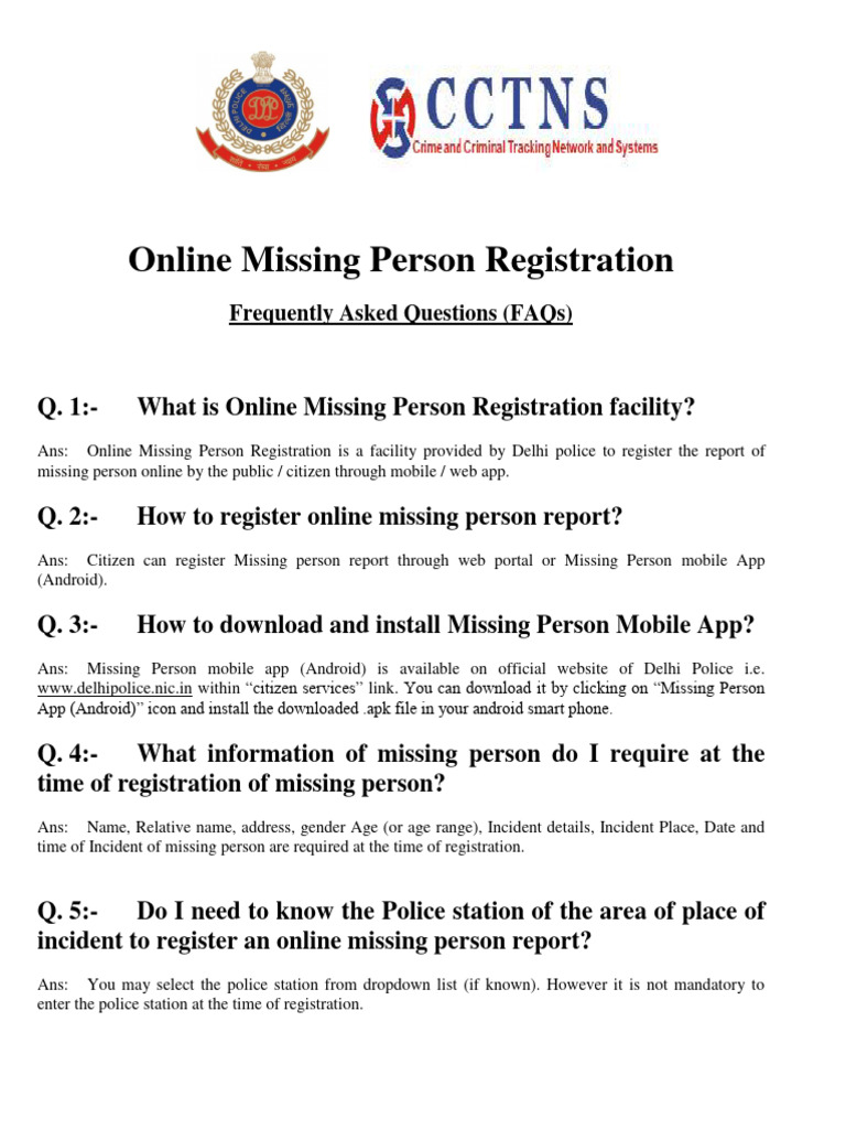 Online Missing Person Registration Guide | PDF | Mobile App | Android ...