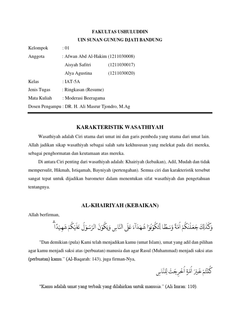 Karakteristik Wasathiyah dalam Islam | PDF | Agama & Spiritualitas