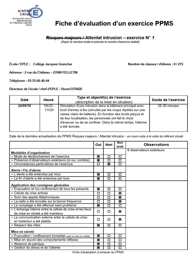 Fiche D Evaluation D Un Exercice PPMS EXERCICE 1 - 24 09 2018 | PDF