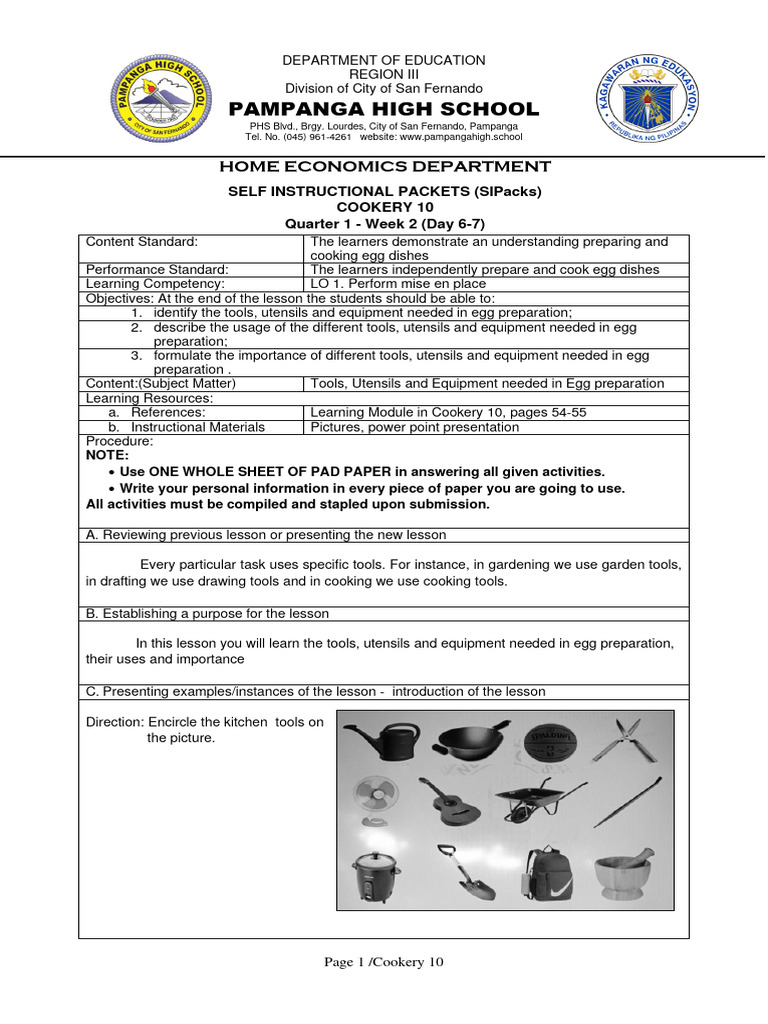 Q1-Module-Cookery 10 | PDF | Egg As Food | Egg White