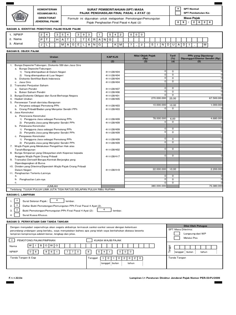 Contoh SPT PPH 4 (2) ) | PDF