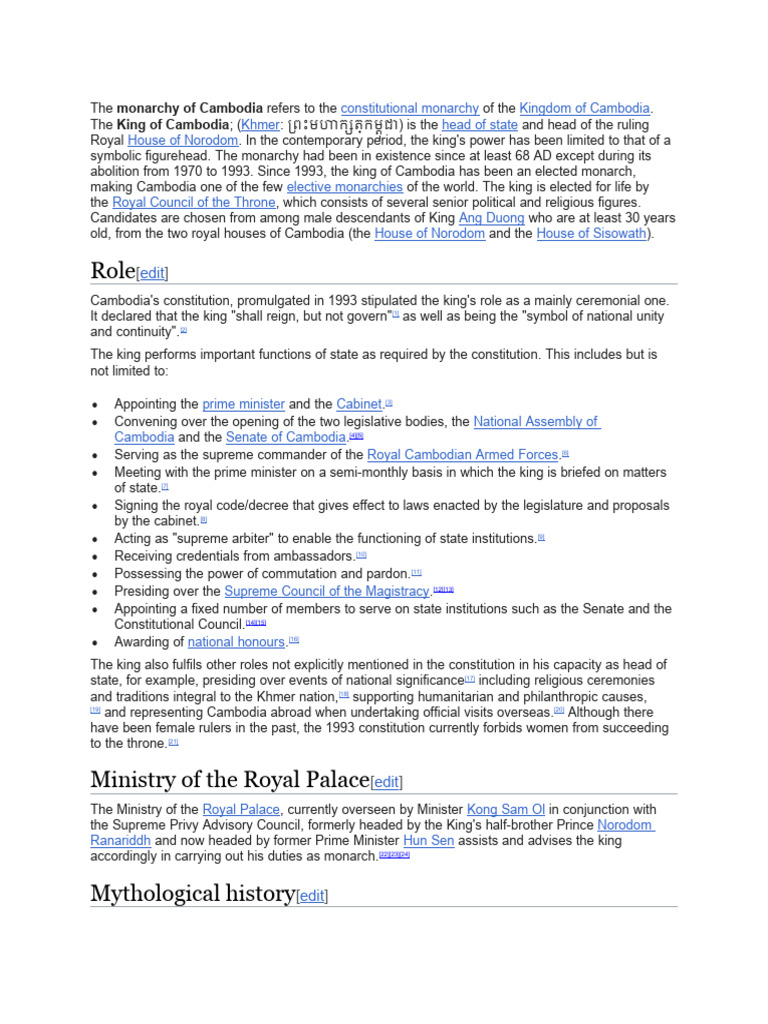 Monarchy of Cambodia | PDF | Cambodia | Asian Royal Families