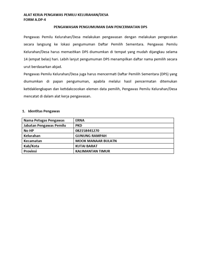 PKD - Pengawasan Pengumuman Dan Pencermatan DPS | PDF