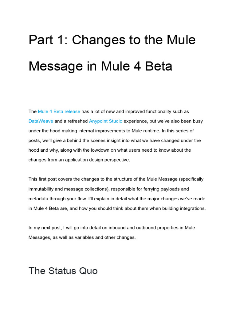 Changes To The Mule Message in Mule 4 Beta | PDF | Software Testing ...